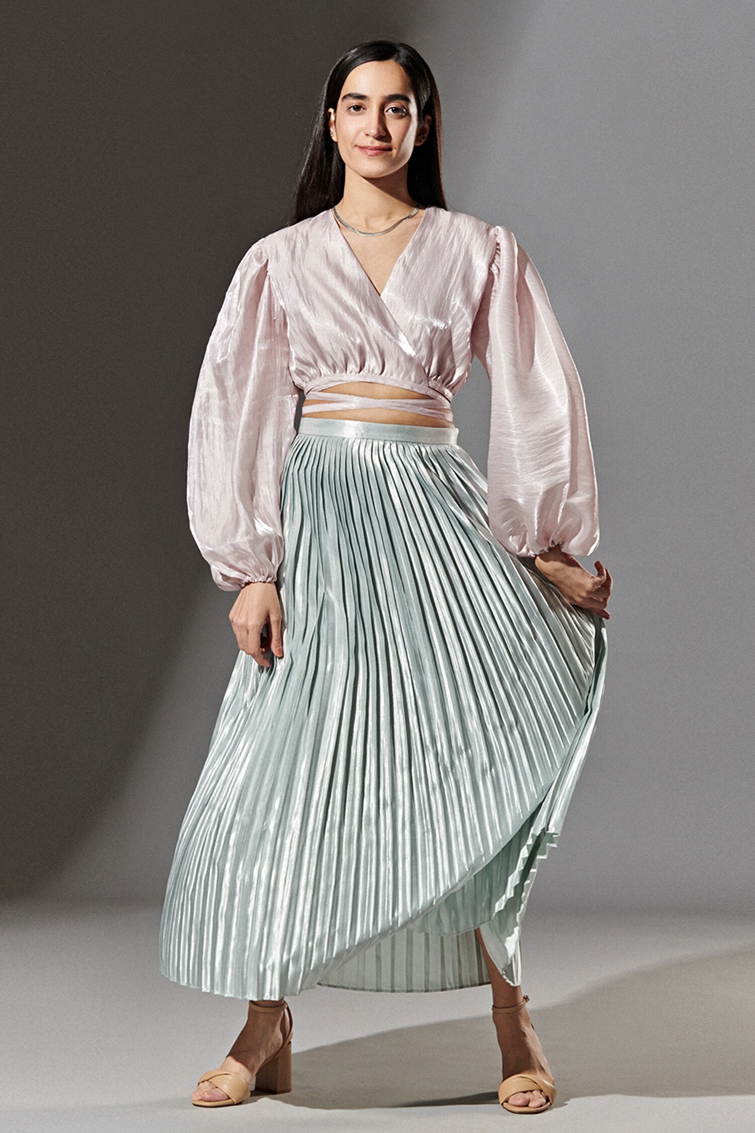 Buy TheRealB Pink Polyester Cross Over Crop Top Online | Aza Fashions