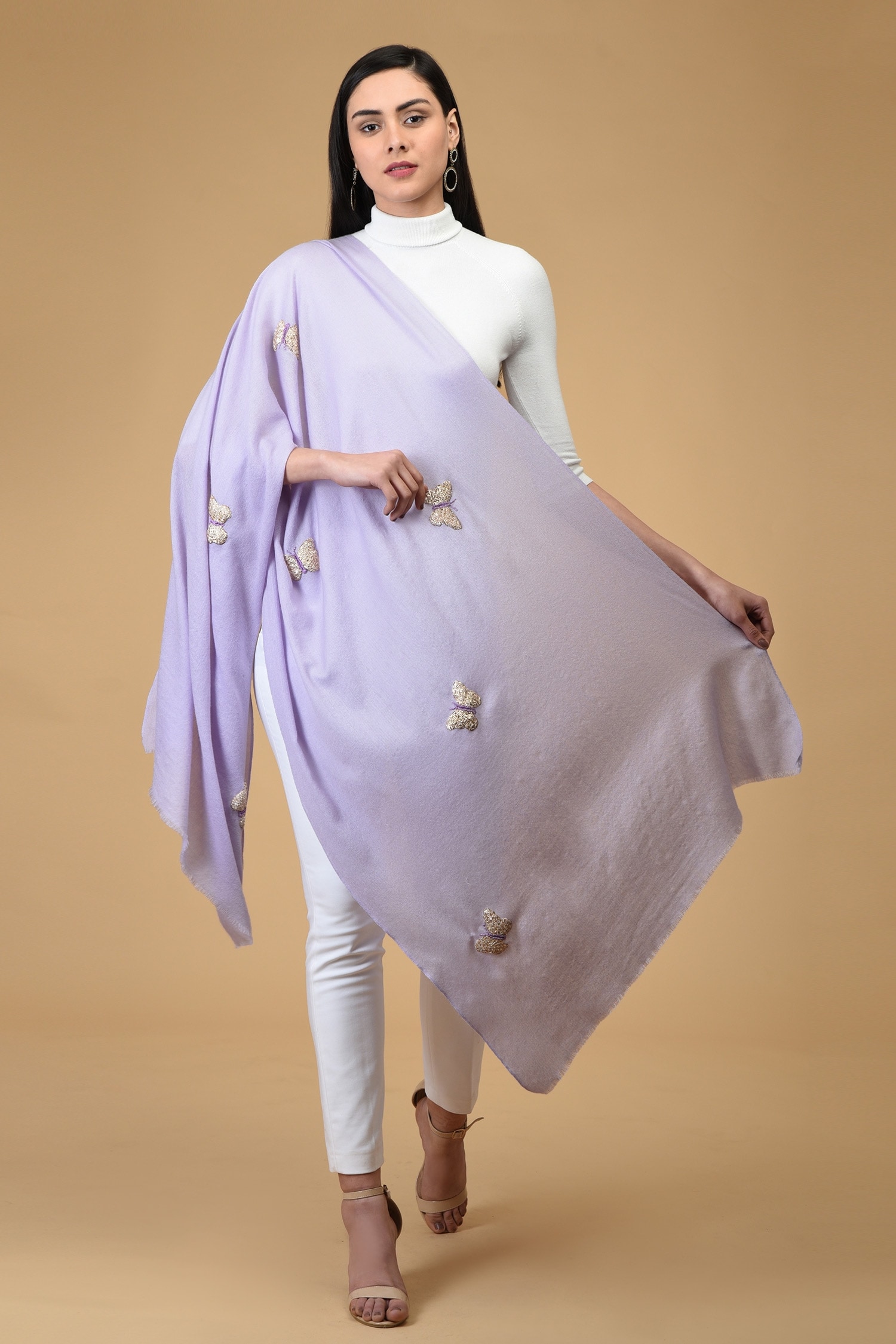 Buy Purple Pashmina Embroidered Stole by Talking Threads Online at Aza ...