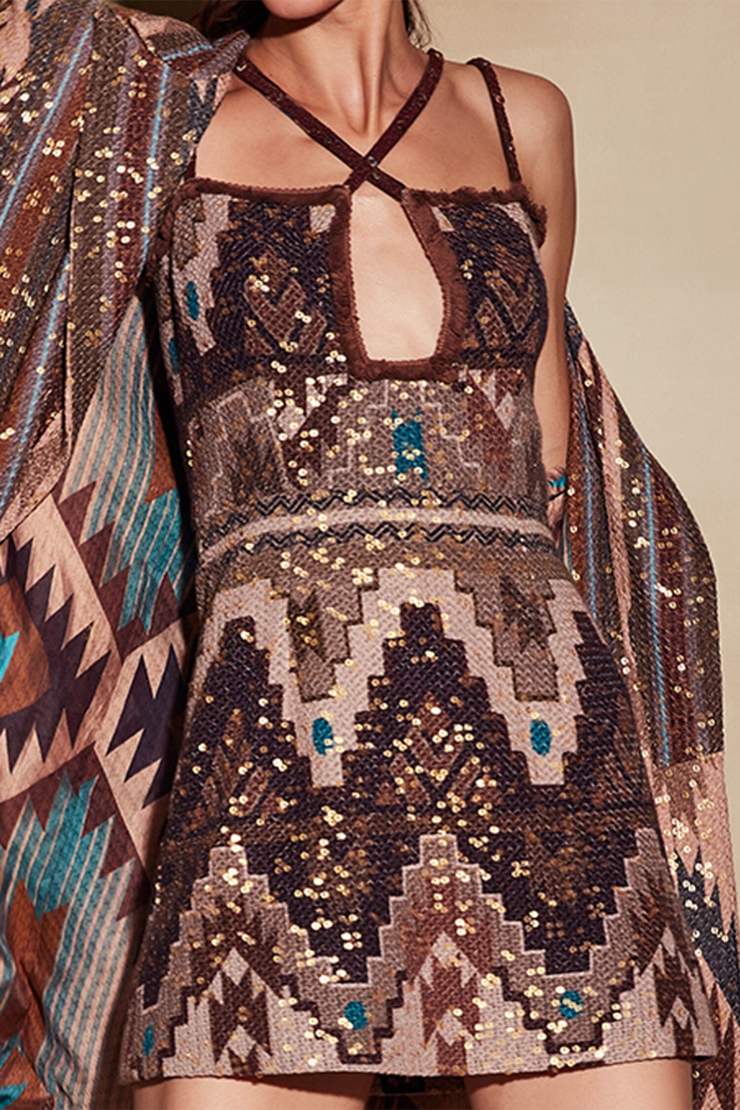 Buy Nikita Mhaisalkar Aztec Print Trench Coat Online | Aza Fashions