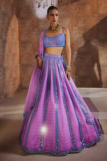 Buy Vvani by Vani Vats Purple Mirror Seam Embellished Lehenga Set ...
