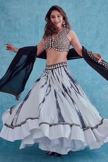 Buy Reeti Arneja Black Georgette Tie Dye Silk Lehenga Set Online | Aza ...