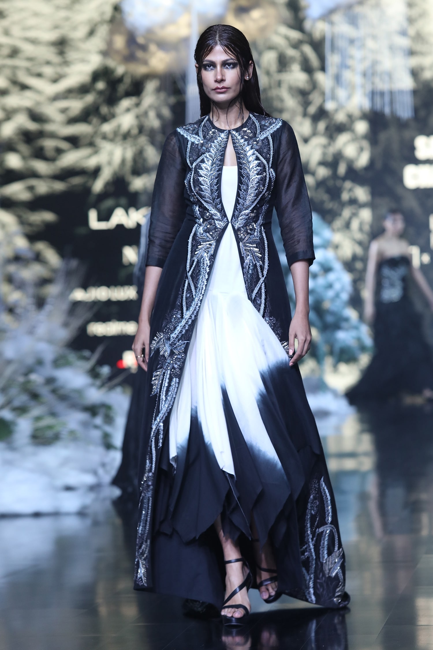 Buy Samant Chauhan Black Cotton Silk Embroidered Jacket And Strapless ...